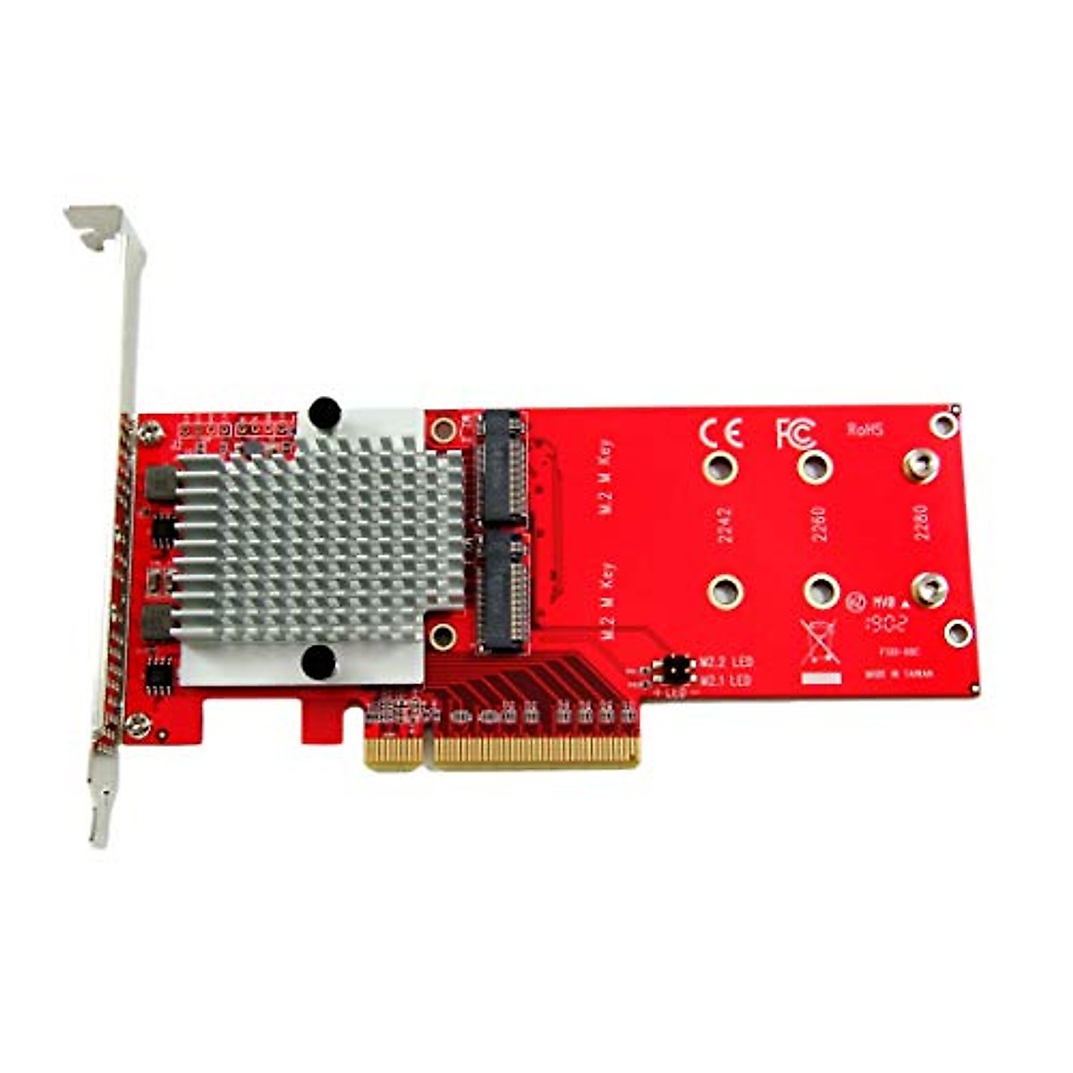 Ableconn PEXM2-130 Dual M.2 PCIe NVMe SSD Adapter Card - PCI Express 3.0 x8 / x16 Support 2X M.2 NGFF (M-Key) PCIe NVMe SSD for Mac & PC (ASMedia ASM2824 Switch) - PCIe NVMe Adapter Dual