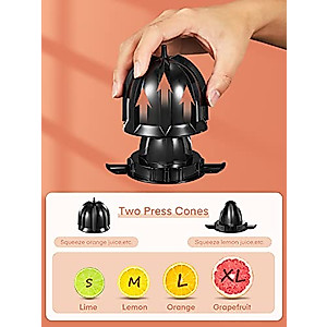 FOHERE Citrus Juicer Electric Orange Juicer with Humanized Handle and Two Size Cones for Grapefruits, Orange and Lemon, Powerful 160W Silent Motor Stainless Steel BPA-Free, Silver