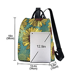 Fustylead Hand Drawn Sunflowers Women Fashion Backpack Purse Travel Ladies College Shoulder Bags