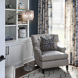 Crystal Floor Lamp, Modern Standing Lights 64.9" Tall Pole Lamp Elegant Chrome Finish with Crystal Shade Floor Lamp Bright Floor Lamp for Living Room Bedroom Office Study Room Girls Room Silver