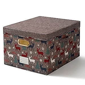 Nopuper Large Toy Box Storage Organizer with Lid, Foldable Shelf Storage Bins, Sturdy PP Interlayer,Hard Bottom and Sides, 20"*16"*12"