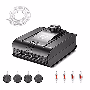 JEREPET 320GPH Aquarium Air Pump 8W Adjustable Quiet Oxygen Pump with 4 Outlet and Accessories Air Stone, Check Valve, Tube,for Up to 300 Gallon Fish Tank