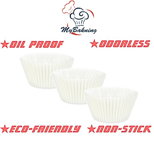 MyBakning Extra Large White Cupcake Baking Cups 2-3/4"(Bottom) x2"(Deep) Jumbo-sized Greaseproof paper muffin liners, 120 pcs per case