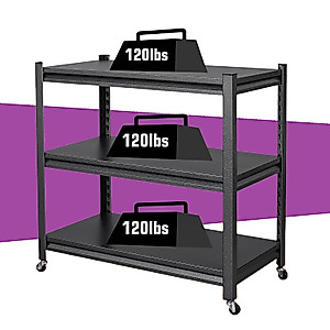 Generic 32"" W Storage Shelves,Heavy Duty Metal Shelving Unit,Pantry Shelves, Kitchen Shelves, Garage Shelving,Utility Rack (31.5"" W×15.7"" D×31.5"" H), Black, TGJZ-80W