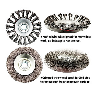 OSFTBVT Wire Wheel Brush for 4-1/2" Angle Grinder 4 Inch Wire Wheel Set 3 Inch Wire Cup Brushs 5/8"-11 Threads Arbor - 4pcs