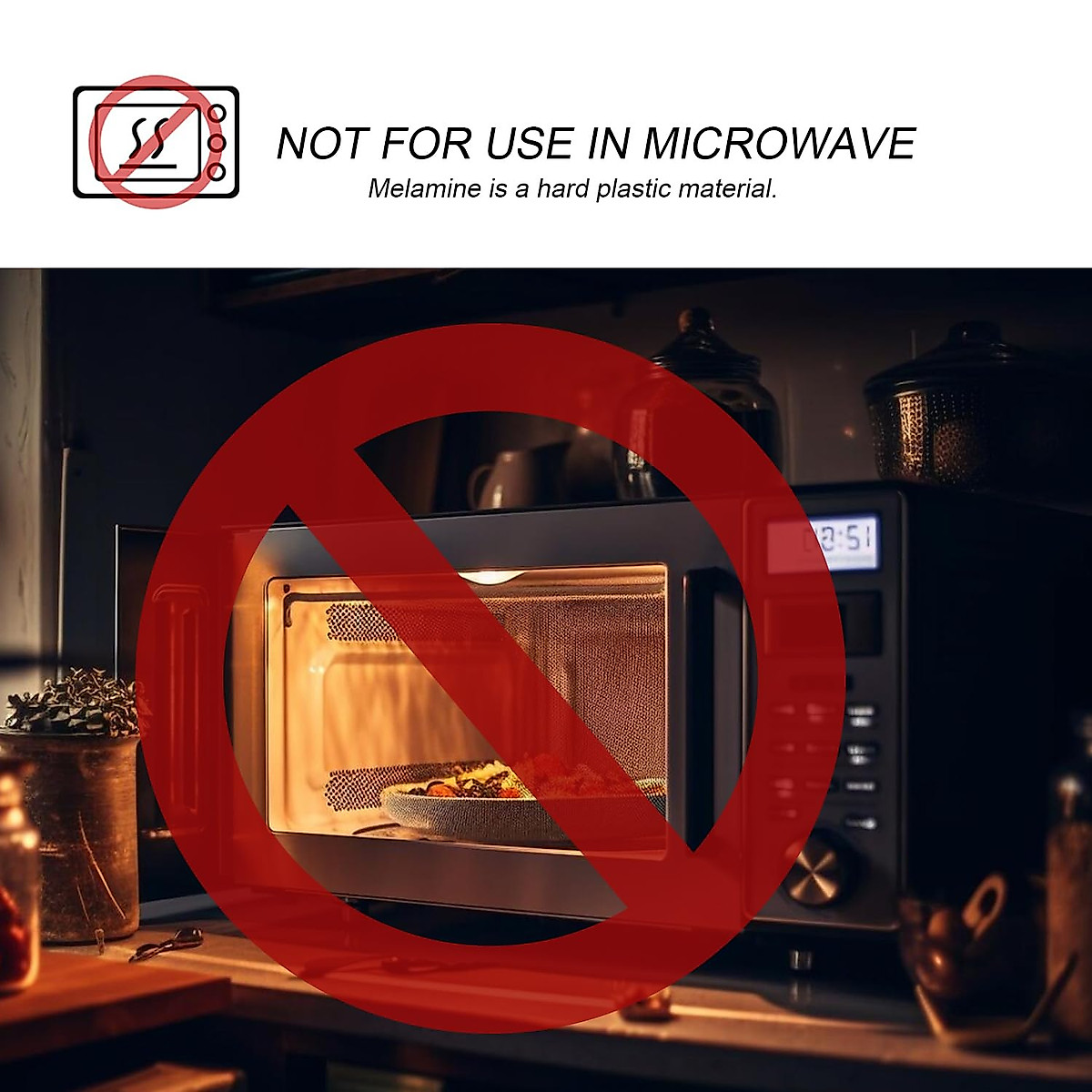 Melamine 12pcs Classic Square Dinnerware Set, Concise Plates and Bowls Set, Service for 4, Dishwasher Safe, Natural Wood Grain Design,black wood