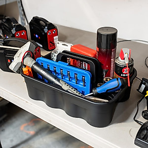 BISupply Large Cleaning Caddy Organizer with Handle 4 Pack - Black Portable Cleaning Supplies Caddies