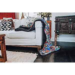 Marvel Comics Oversized Fleece Throw Blanket with Spider-Man, Captain America, Black Panther, More | Superhero Geeky Home Decor | Soft and Cozy Sherpa Blanket | 54 x 72 Inches
