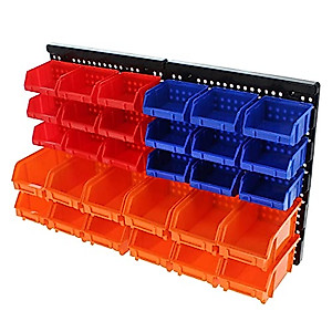ABN Nail and Screw Organizer Wall Mounted Storage Bins - 30pc Small Parts Organizer for Shop and Garage Storage