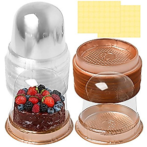 wexpw Clear Plastic Cupcake Box Container, 50 Pack Single Cupcake Dome Box Carriers Giant Individual Cupcake Holders Golden Plastic Cookies Muffins Dome Box with Seal Stickers