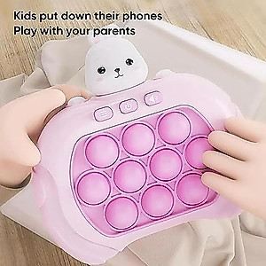Pocket Game for Kid, Quick Push Bubble Competitive Game Console Series,2 Pcs Children's Decompression Breakthrough Puzzle Game Machine, Cool Pocket Game Kids, Mini Portable (Duck+Bear)