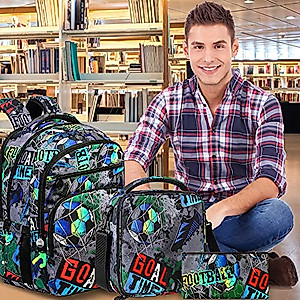 gxtvo 3PCS Laptop Backpack for Men, 17 Inch Water Resistant College Computer Bookbag with Lunch Box, Durable Business Bag Set for Teenagers Boys