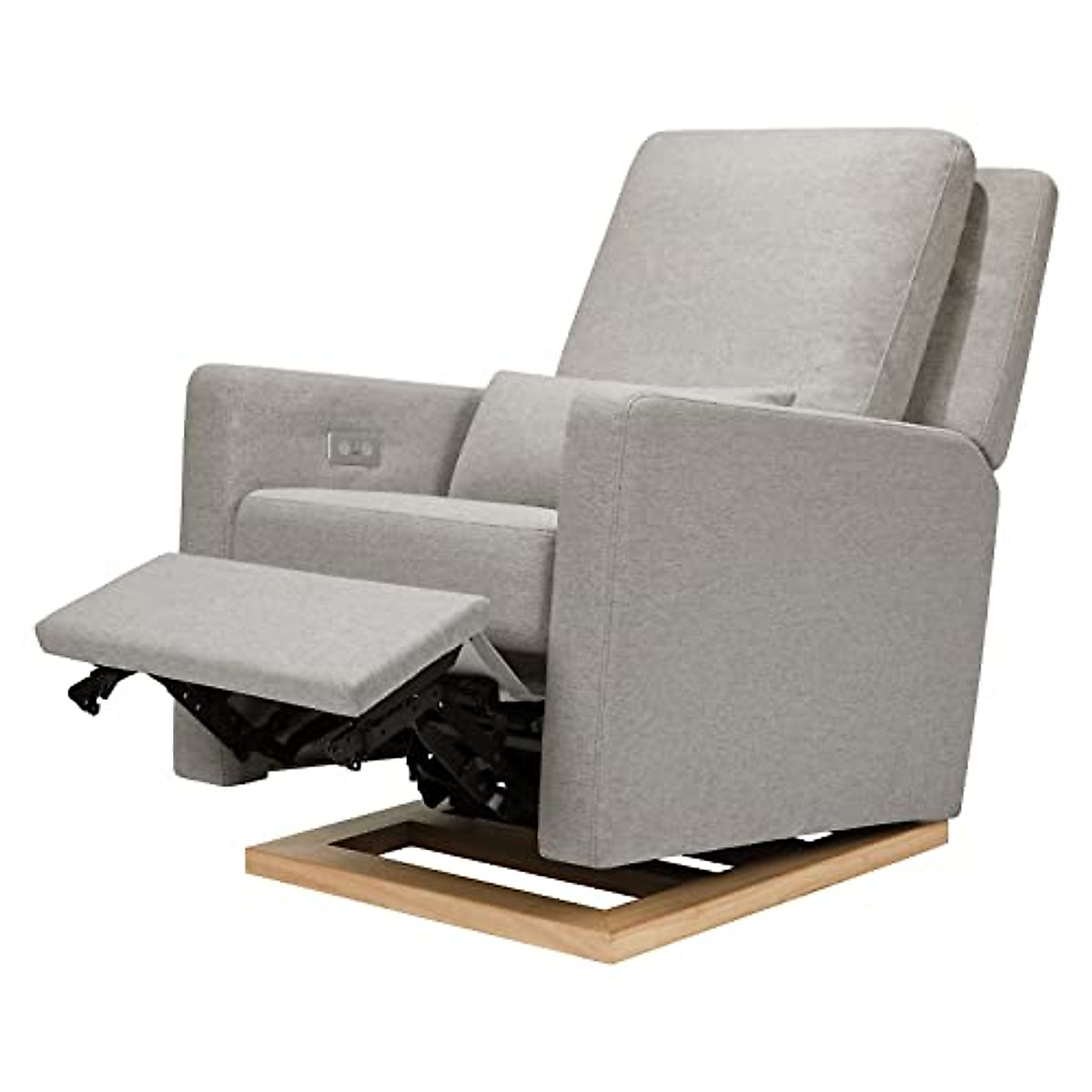 Babyletto Sigi Electronic Power Recliner & Glider with USB Port in Performance Grey Eco-Weave, Water Repellent & Stain Resistant, Greenguard Gold and CertiPUR-US Certified