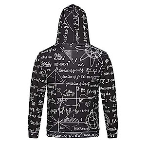 Cool Hoodies for Men, Thenlian Mens Autumn Winter 3D Math Formula Printing Long Sleeve Sweatershirt Top Blouse(Black, XL)