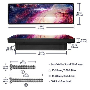 4 Pack 3.6In Double Holes Handles Pulls, Galaxy Planet Print Decorative Kitchen Cabinet Dresser Drawer Closet Cupboard Door Handles Pulls for Home Bedroom Bathroom