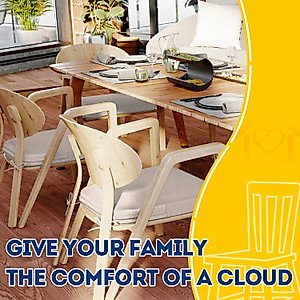 AAAAAcessories Square Chair Cushions for Dining Chairs with Ties and Removable Cover, 2" Thick Dining Kitchen Chair Pads, Indoor Dining Room Chair Cushions, 16" x 16", Set of 2, Beige