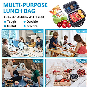 TOMULE Insulated Lunch Bag for Men Women - 24-Can Large Leakproof Lunch Box - Easy Clean Reusable Cooler Bag - Soft Lunch Kits with Shoulder Strap (15L, Black)