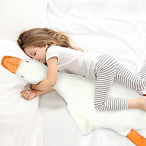 HyDren 19.7 Inch Christmas Goose Stuffed Animal Giant Cute White Duck Stuffed Animals Huge Soft Hugging Plush Duck Goose Big Sleeping Animal Body Pillow Toy