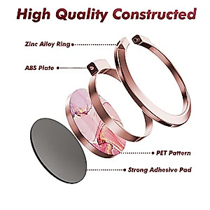 Tbrand Cell Phone Ring Holder, Finger Ring Stand, 360 Degree Rotation Finger Ring Kickstand, Metal Grip Holder for Most Smart Phones, iPhone, Samsung, LG, Sony (Pink)