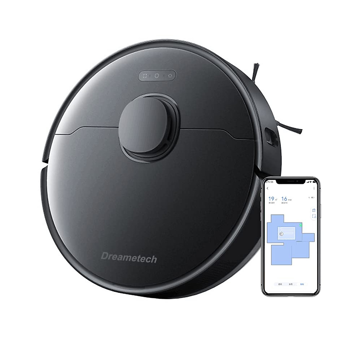 Dreametech L10 pro Robot Vacuum Cleaner,Lidar Navigation,4000Pa Suction Robotic Vacuum Cleaner with Mapping,Ideal for Pet Hair,Carpets (Black)