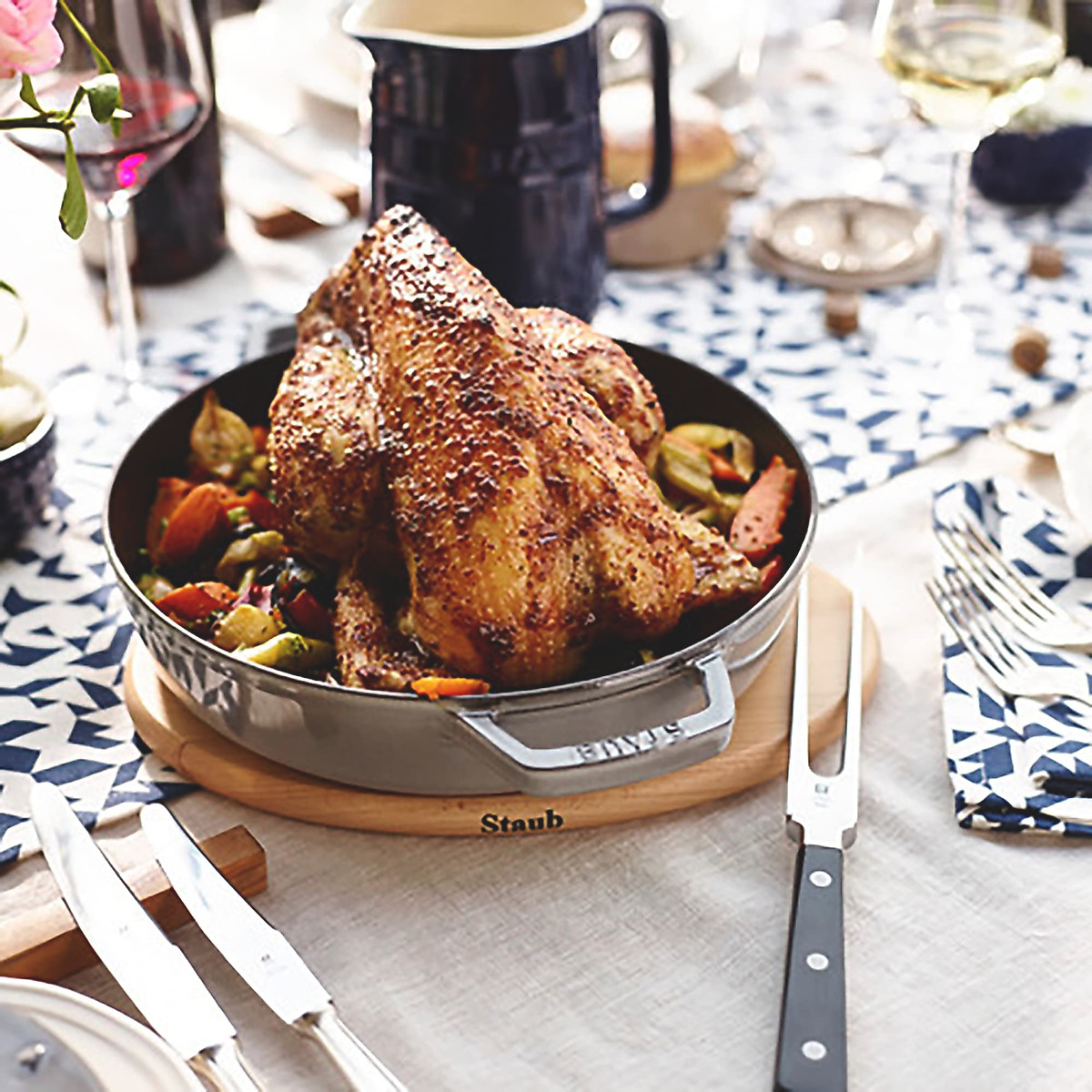 Staub Cast Iron 13-inch Double Handle Fry Pan - Graphite Grey, Made in France