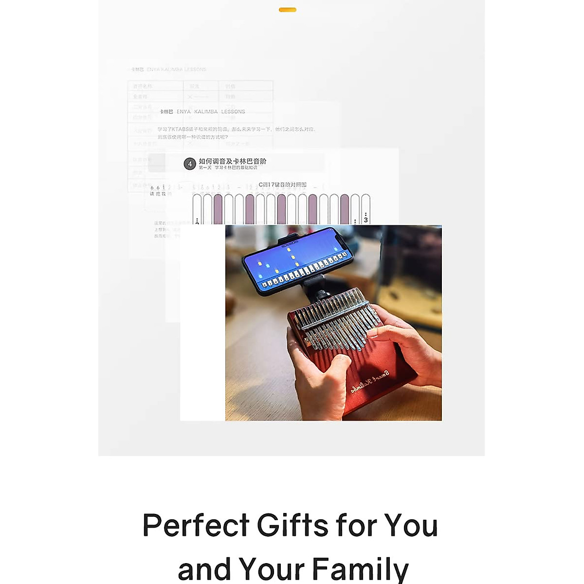 Jooleer Smart Kalimba with APP Tuning Hammer Thumb Piano 17 Keys Portable Finger Easy-to-Learn Musical Instrument Beginner Kids Adult Christmas Gift (Claret Red)