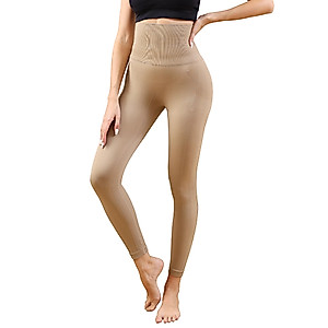 Homma Activewear Thick High Waist Tummy Compression Slimming Body Leggings Pant (Small, Mocha)