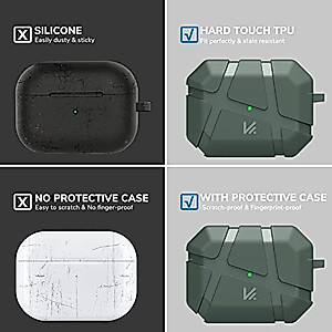 KMMIN Airpod Pro Case with Keychain Hard TPU Shockproof Protective Compatible with Airpods Pro 1st Generation Case(2019) Apple Airpod Pro Case Cover for Men Women Front LED Visible-Green