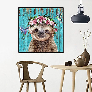 JFYHAB Sloth Diamond Painting Kits for Adults, Full Drill Sloth Diamond Art for Beginners, Round 5D Dragon Paint with Diamonds Pictures Gem Art Painting Kits DIY Adult Crafts Kits 12x12inch