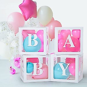 Baby Box Baby Shower Decorations Clear Baby Shower Decorations Block Boxes Baby Shower Birthday Party Gender Reveal Baby Boxes with Letters for Baby Shower