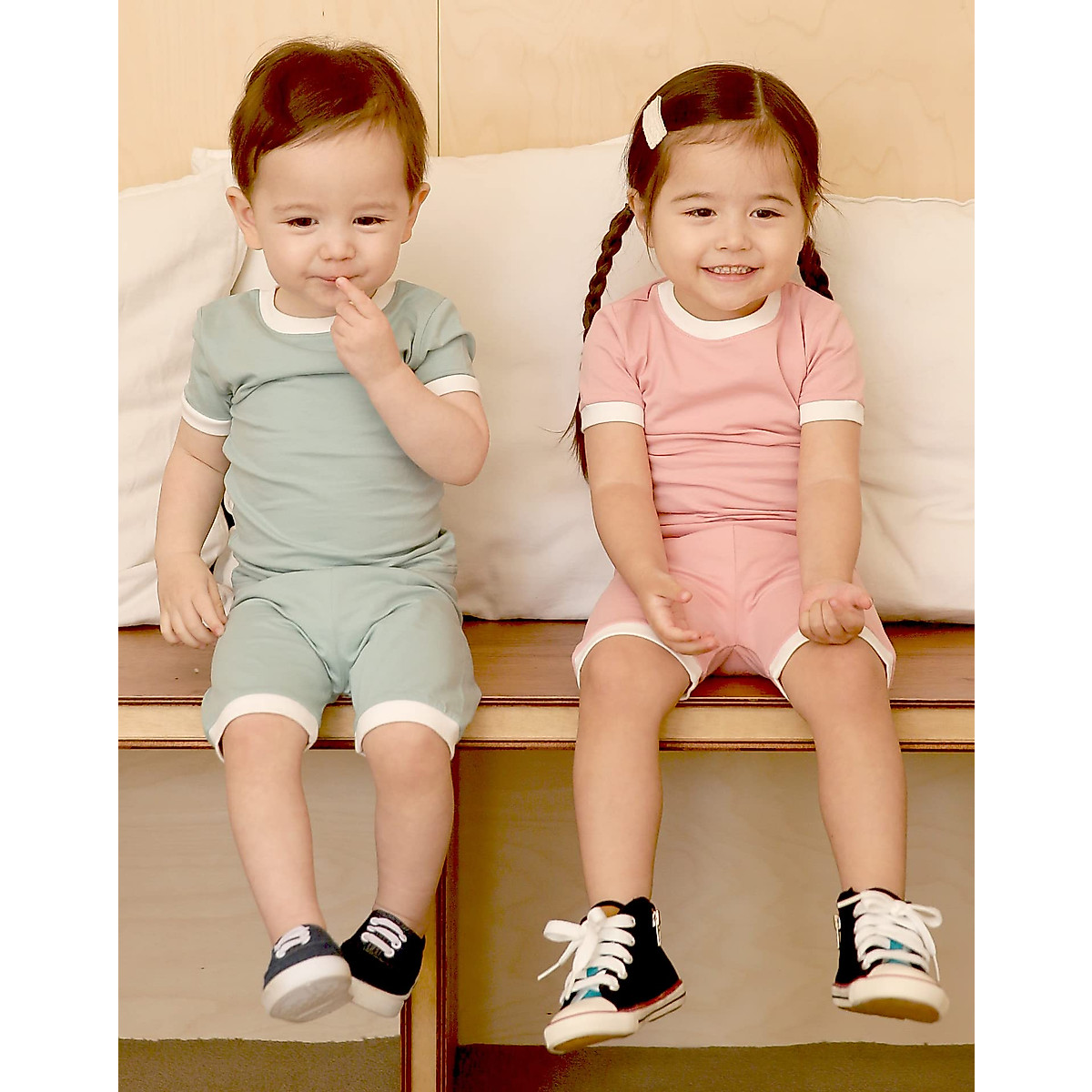 VAENAIT BABY Infant Toddler Junior Pajamas Cotton Summer Short Pjs 2pcs Set Macaron Mint S