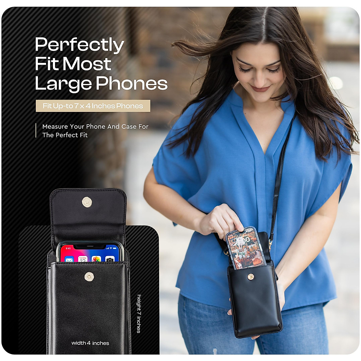 Claasico Womens Crossbody Wallet & Phone Case | iPhone/Samsung/LG Magnet Cell Pouch & Handbag