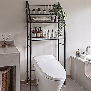 Fit Right 3-Shelf Bathroom Organizer Over The Toilet Storage, Bathroom Shelf Over Toilet, 27”L x 10”W x 66”H (Black)