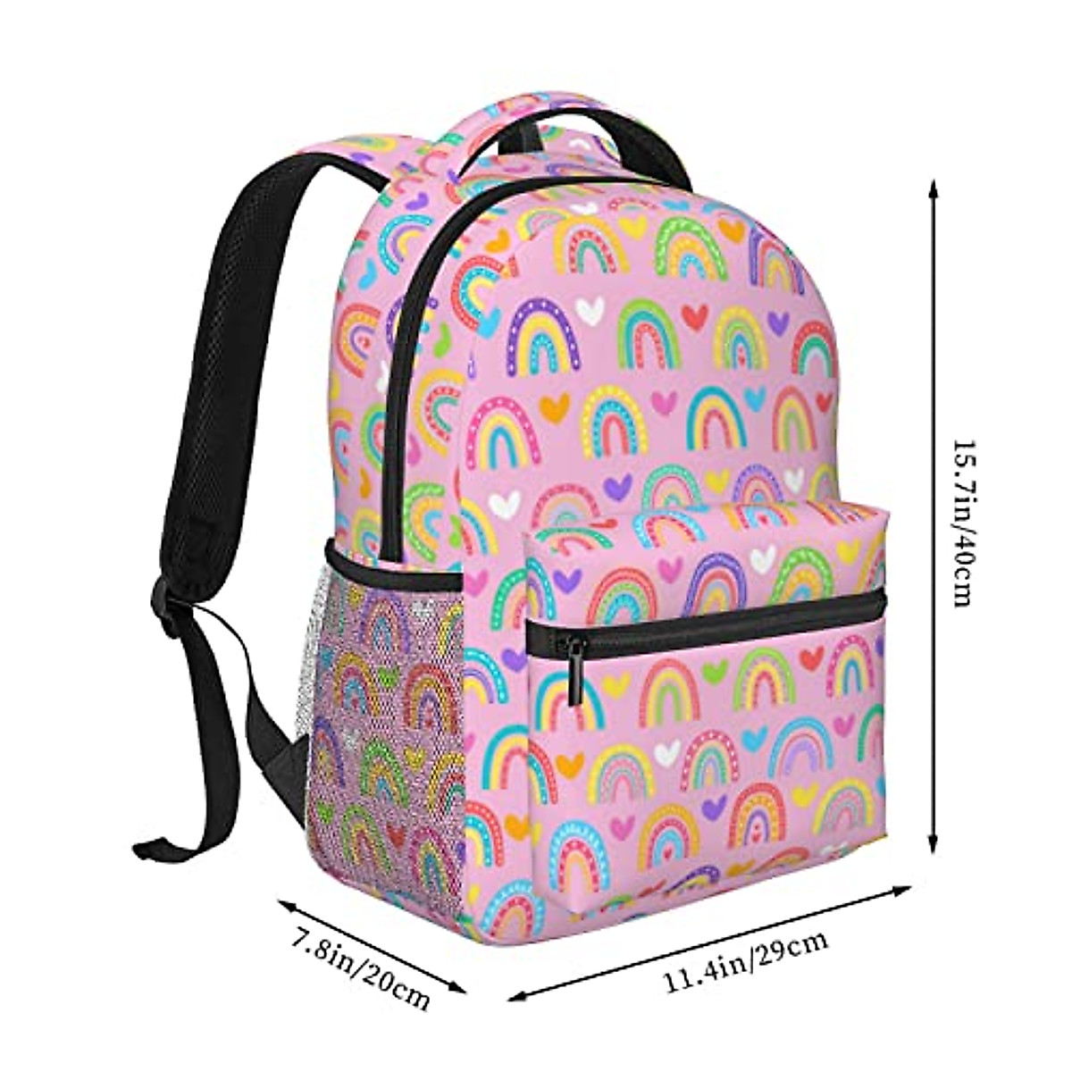 Cute Rainbow Girls Backpack Large Capacity Multifunction Backpacks Lightweight Casual Daypack for Kids Girls Boys Gifts