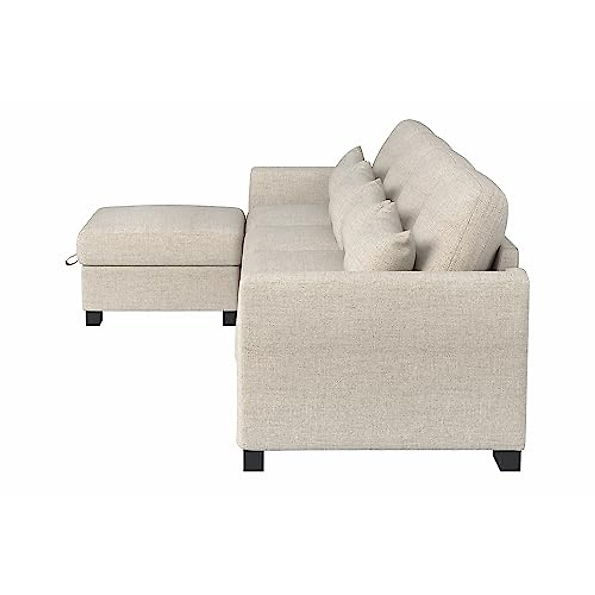 Sunrise Coast Modular Sofa Couch 130" Convertible L Shaped Sofas&Couches with Movable Ottoman Sectional, Beige