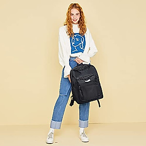 Telena School Backpack for Teen Girls Boys Lightweight Bookbag Backpack for Middle & High School with Bottle Side Pocket, Black Bookbag