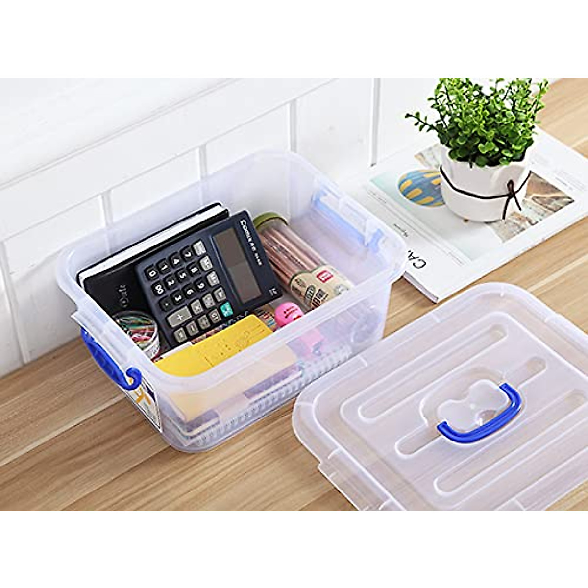 9 Quart Clear Storage Latch Bins with Lids/Handle, Plastic Clear Stackable Box, 9-Liter (2 Pack)