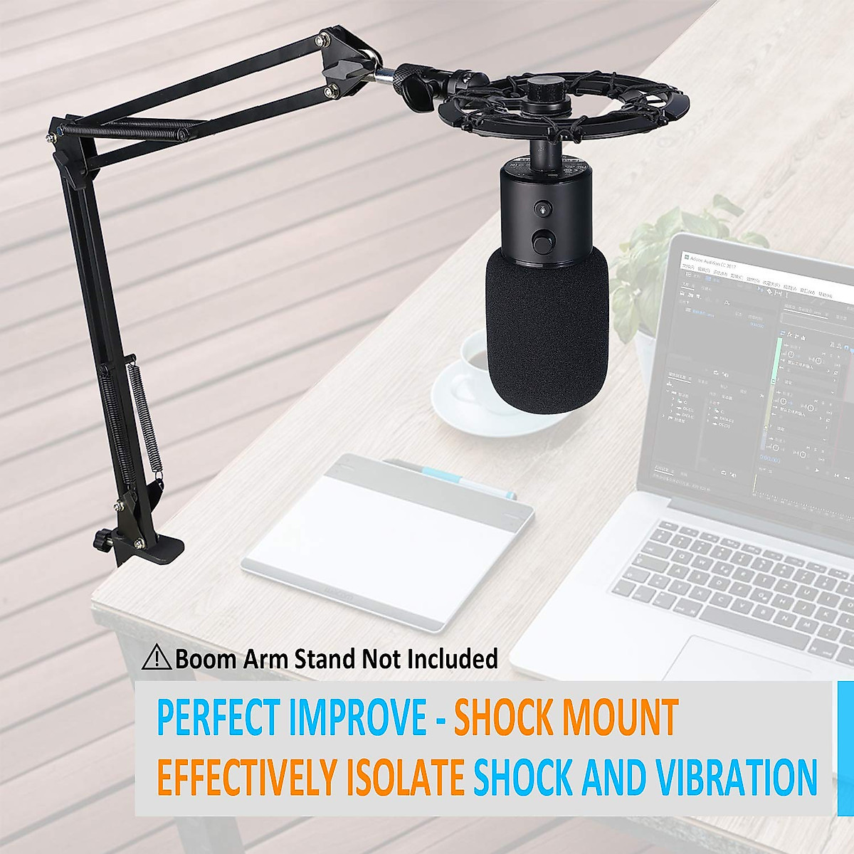 Razer Seiren X Shock Mount and Pop Filter Matching Mic Boom Arm Stand, Compatible for Razer Seiren X Microphone by YOUSHARES