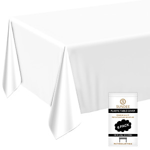 3 Pack Premium Disposable Plastic Tablecloth (54"x 108") ， Rectangle Table Cover for Wedding, Party, Banquet, Burgundy(White)