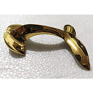 Brass Whale Tail Wall Mount Hooks Set of 6 Pieces Sculpture Unique A Excellent Item for Home | Office | Restaurant Decorations Item Coat Hook by INDIAART12