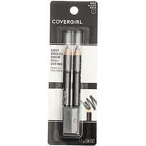 CoverGirl Professional Brow & Eye Makers Brow Shaper & Eyeliner, Midnight Black 500, .06 oz (Pack of 2)