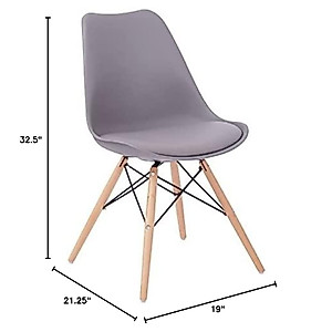 OSP Home Furnishings Allen Dining Chair with Natural Wood Legs, Grey
