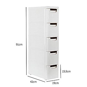 Storage Cabinets 5-Tire Rolling Cart Organizer Unit with Wheels Narrow Slim Container Storage Cabinet for Bathroom Bedroom