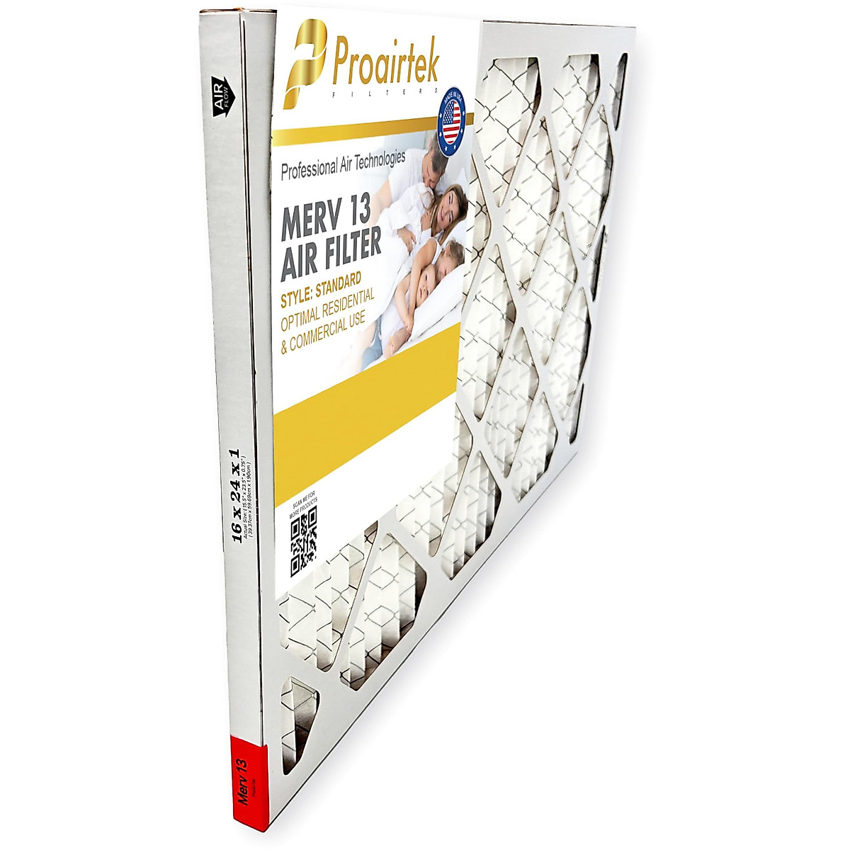 Proairtek AF16241M13SWH Model 16x24x1 Pack of 2 Air Filters, MERV 13; Ideal for Anyone Wanting Clean, Crisp Air in Their Home