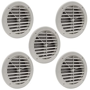 RecPro RV AC Vent 5" Side Vent | Optional Charcoal Filter | White | Camper AC Vent (5 Pack, with Charcoal Filter)