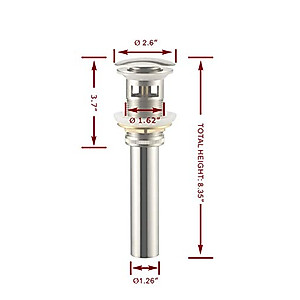 Purelux Pop Up Drain Stopper With Overflow for Bathroom Faucet Vessel or Vanity Sink, Matte Black Finish