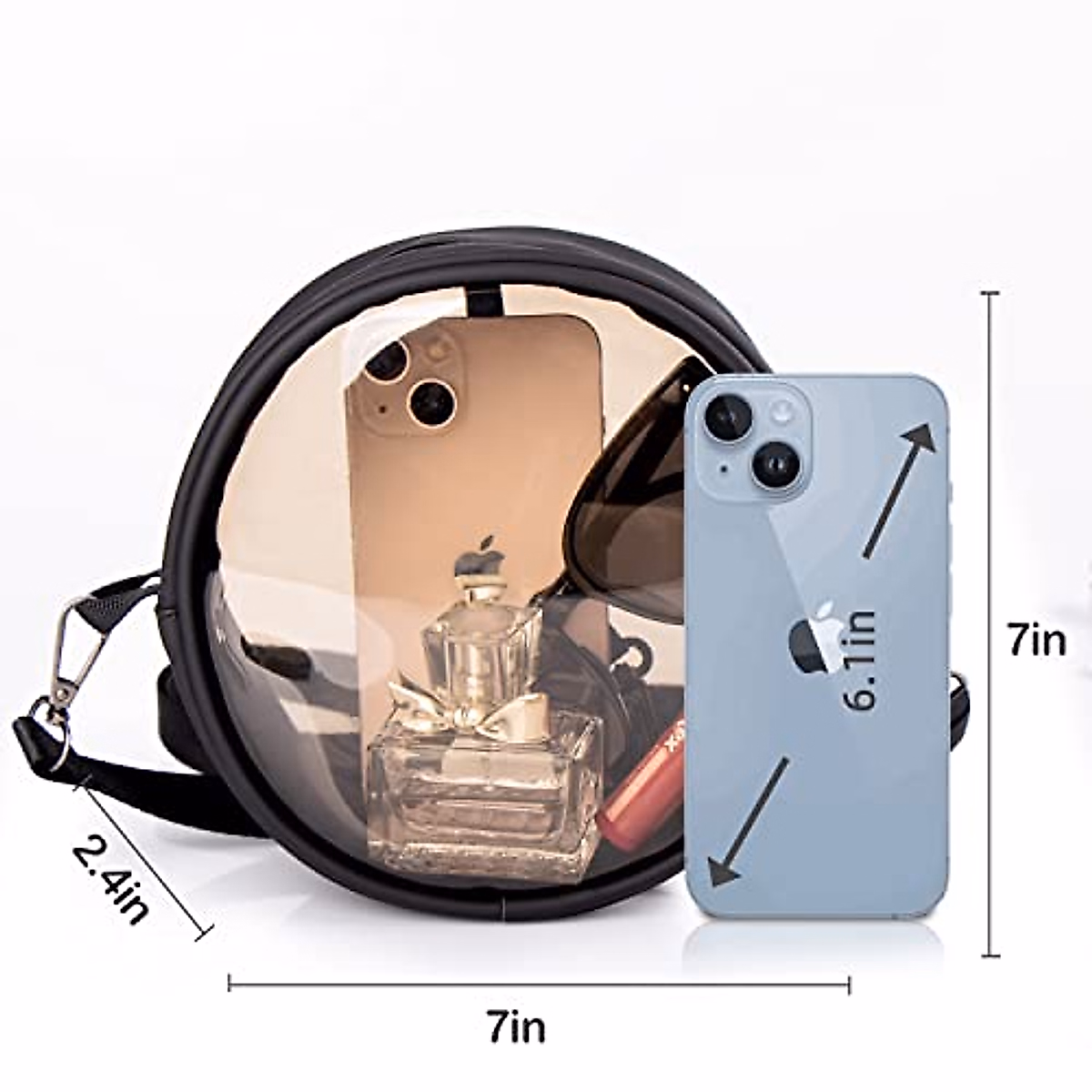 Clear Crossbody Bag, Round Clear Purse Bag for Women, Fashion Crossbody for Concert Prom, Party, Sports Events Festivals