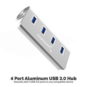 Sabrent Premium 4 Port Aluminum USB 3.0 Hub + 4-Port USB 3.0 Hub with Individual LED Power Switches