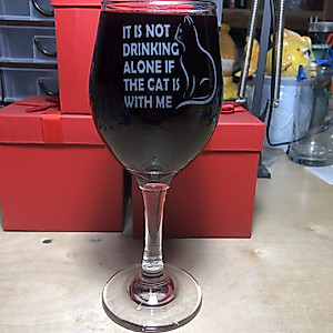 Alankathy mugs B556 cat lover it's not drinking alone if cat is home animal 20 oz wine glass