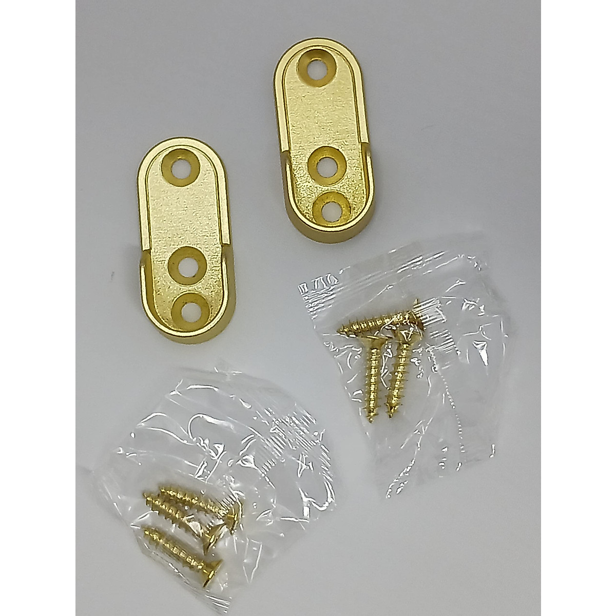 1 Pair Oval Wardrobe Rod Tube Open End Support Cap Flanges with Installation screws (Matte Brass)